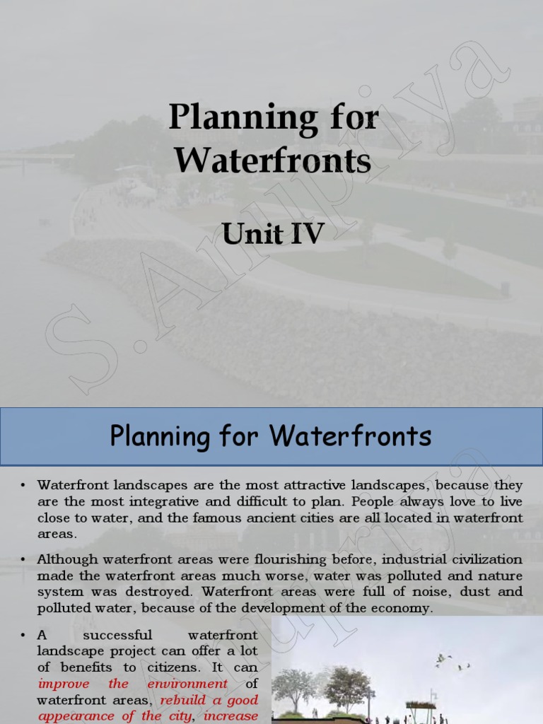 Planning For Waterfronts: Unit IV | PDF | Sustainability | Sustainable ...
