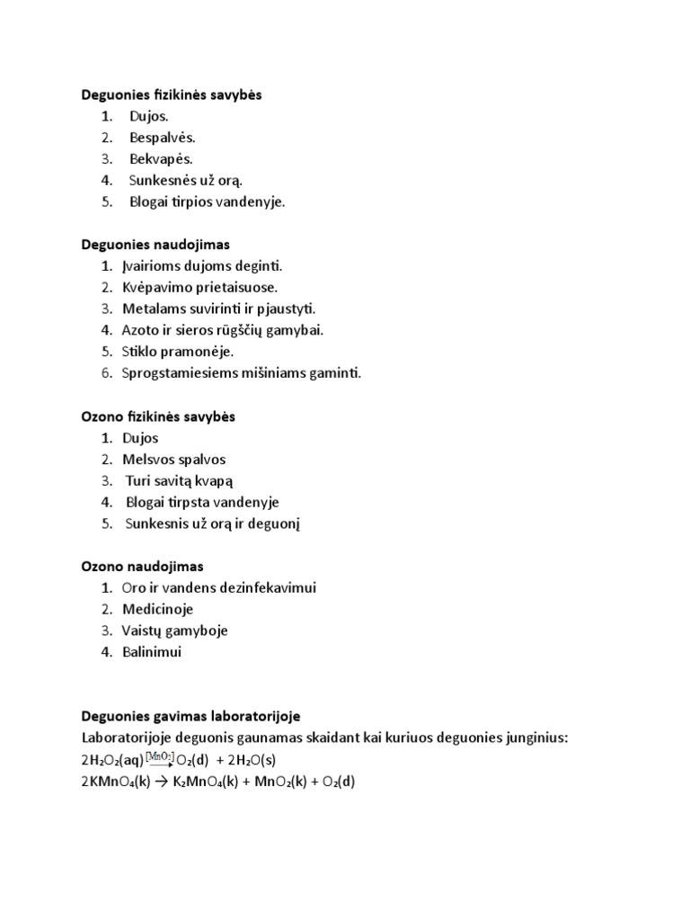Chemija Deguonis | PDF