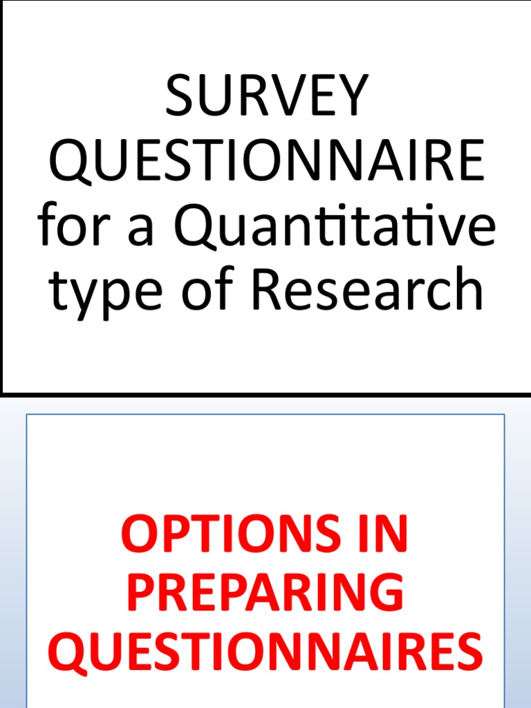 Survey Questionnaire For A Quantitative Type of Research | PDF | Survey ...
