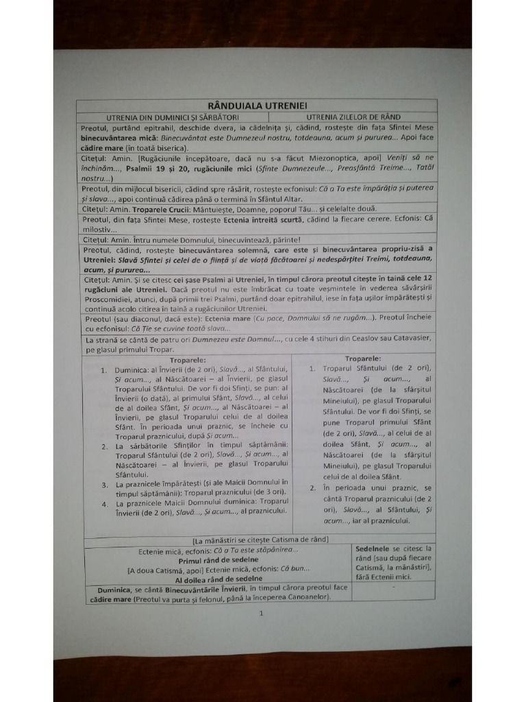 Randuiala Utreniei | PDF