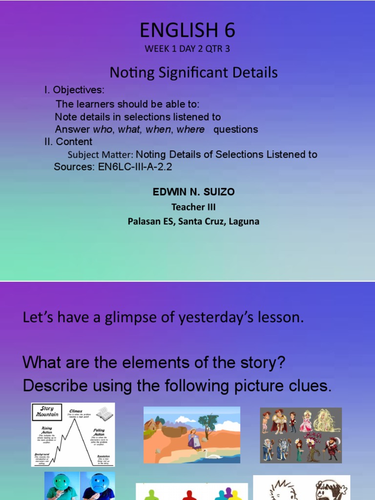 Noting Details in Grade 6 Stories | PDF | Language Arts & Discipline ...
