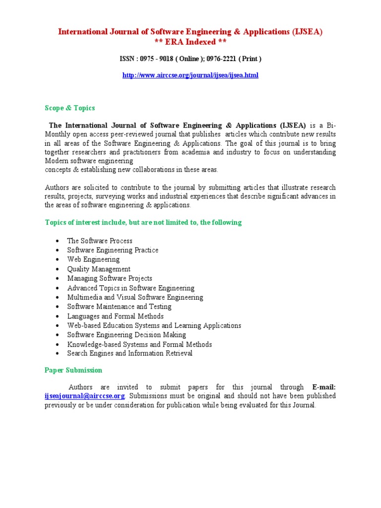International Journal of Software Engineering & Applications (IJSEA) | PDF