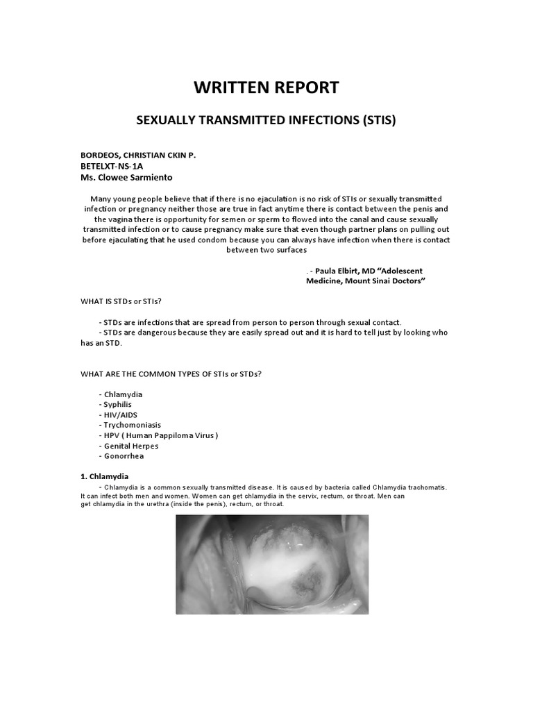 Written Report: Sexually Transmitted Infections (Stis) | PDF | Sexually ...
