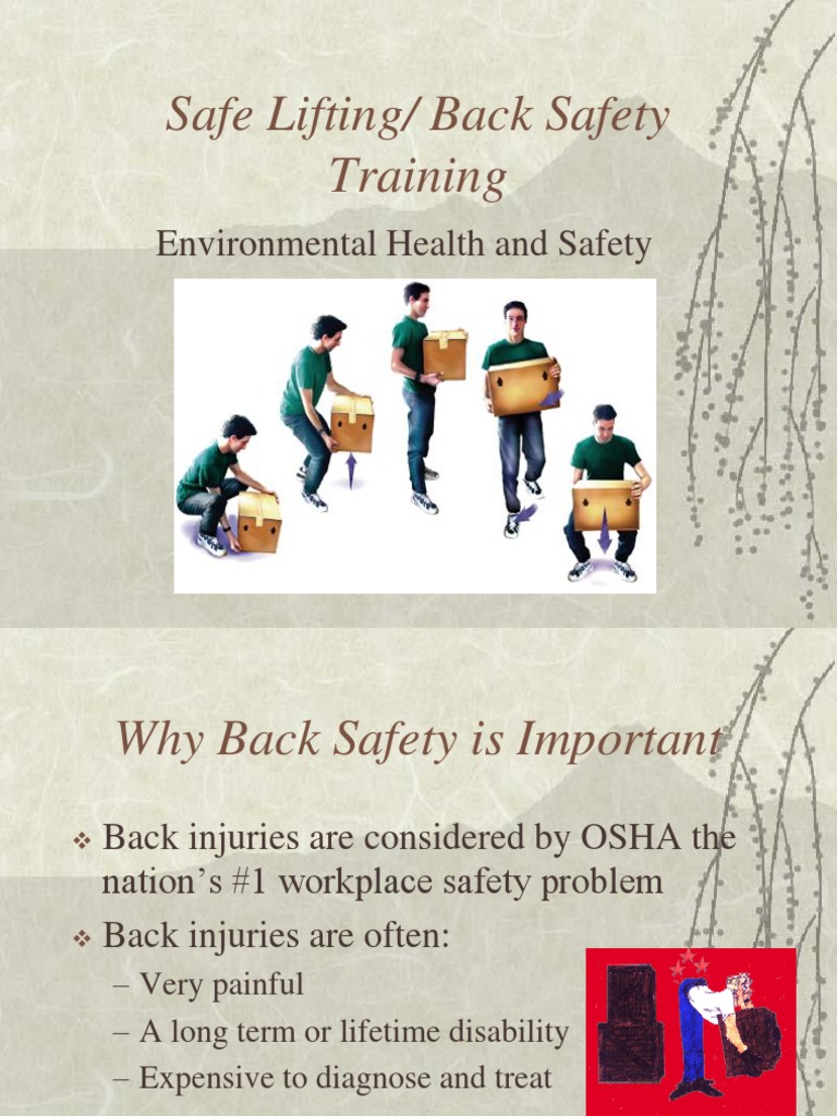 Safe Lifting/ Back Safety Training: Environmental Health and Safety ...