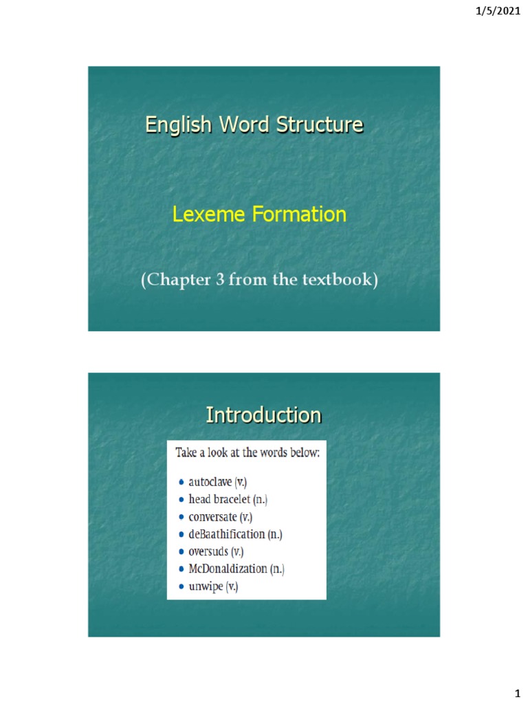 English Word Structure: Lexeme Formation | PDF | Morphology ...
