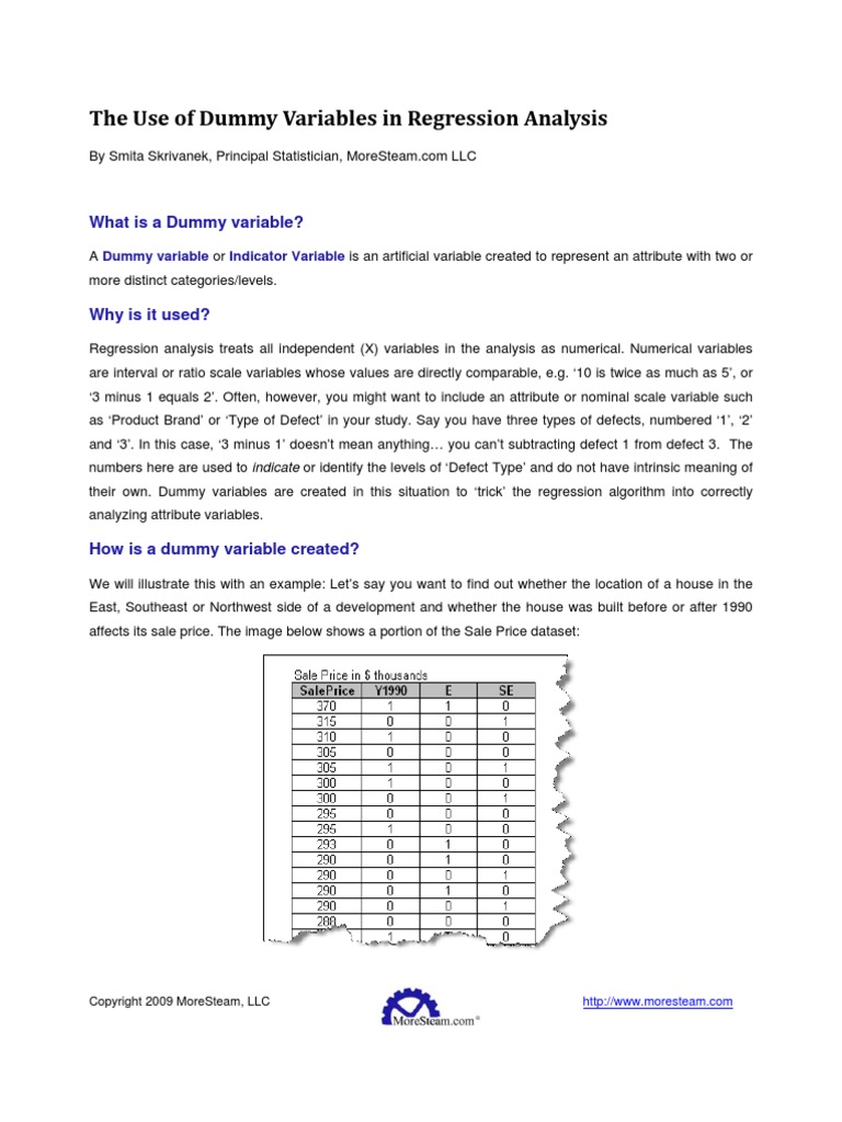 Dummy Variables | PDF | Dummy Variable (Statistics) | Regression Analysis