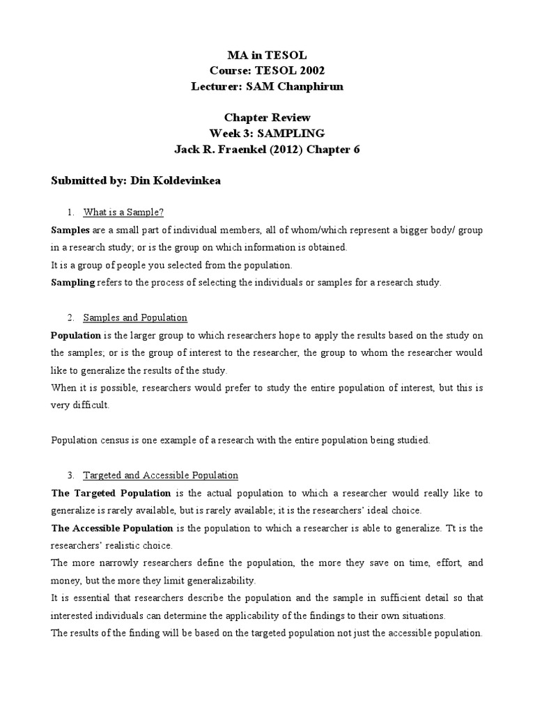 Sampling - How To Design and Evaluate Research in Education - Jack ...