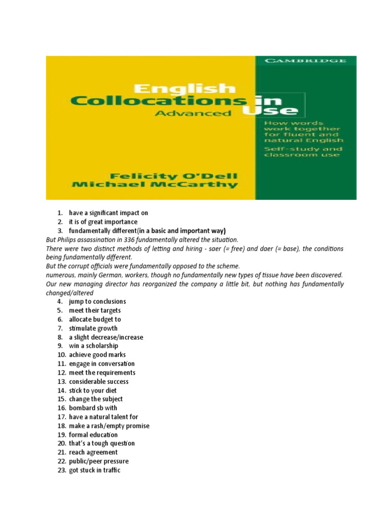 Advanced Collocations IELTS | PDF | Violence | Reason