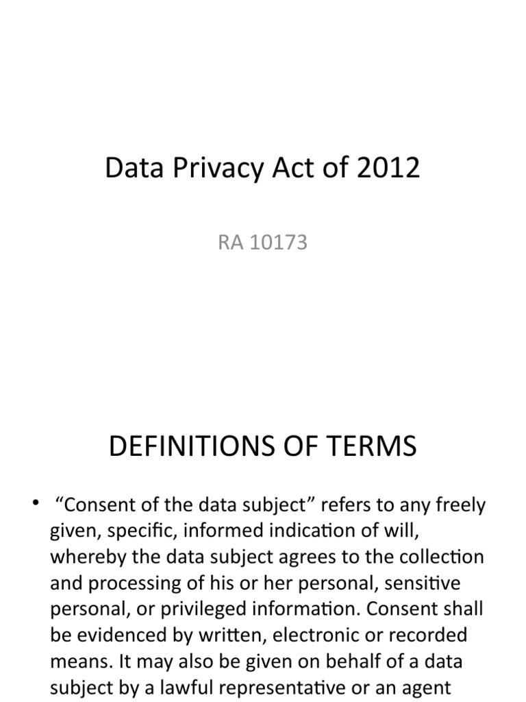 Overview of RA 10173: Data Privacy Act | PDF | Consent | Privacy