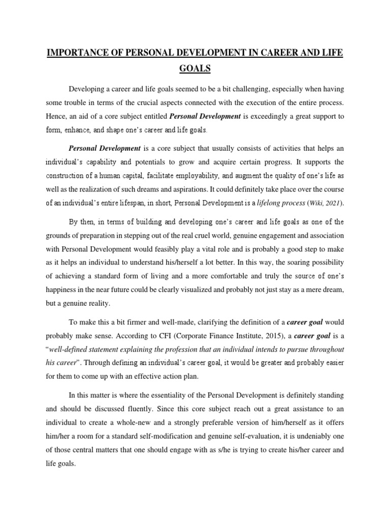 Personal Development for Career Success | PDF | Self Awareness | Goal