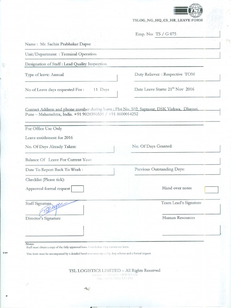 Leave Form-3 PDF | PDF