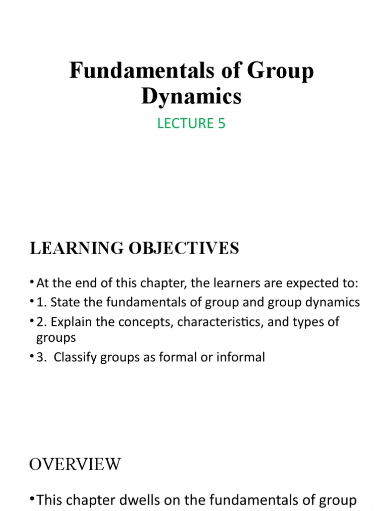 Fundamentals of Group Dynamics | PDF | Social Group | Goal