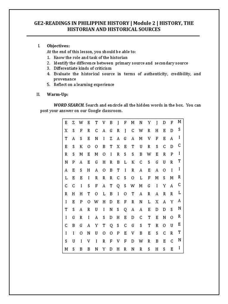 Ge2-Readings in Philippine History - Module 2 - History, The Historian ...