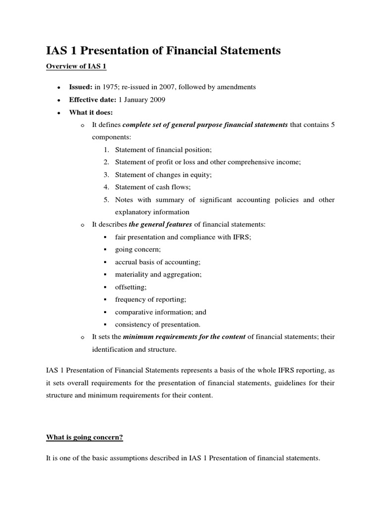 IAS 1 Presentation of Financial Statements PDF | PDF | International ...