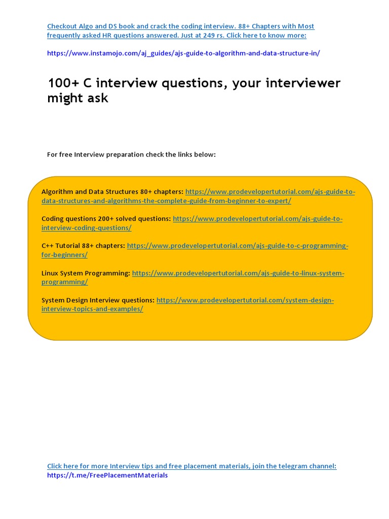 100+ C Interview Questions, Your Interviewer Might Ask: For Free ...