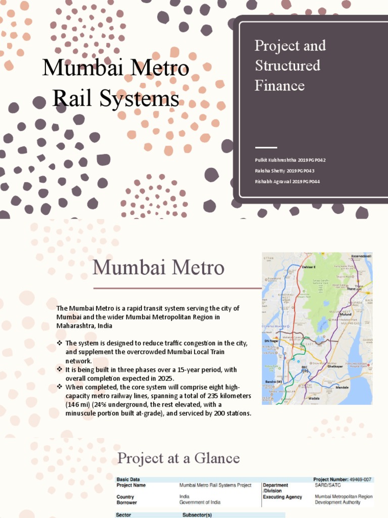 Mumbai Metro Rail Systems: Project and Structured Finance | PDF ...