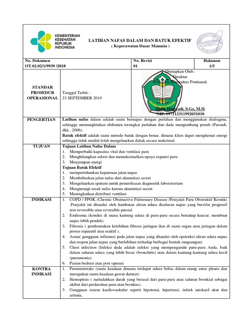 Sop Latihan Batuk Efektif Dan Nafas Dalam | PDF | Kesehatan Holistik