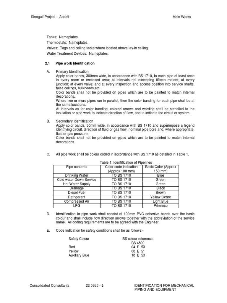 2.1 Pipe Work Identification | PDF | Pipe (Fluid Conveyance) | Color
