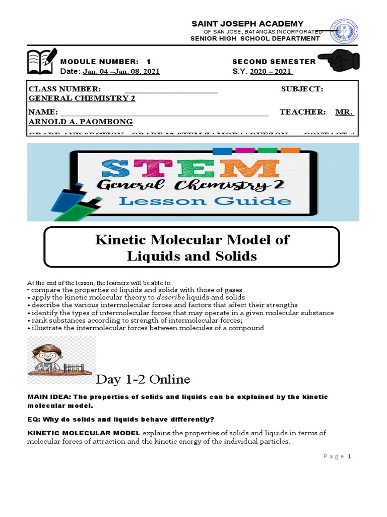 Gen - Chemistry 2 - Module 1 - 2ND Sem - Grade 12 - Stem Zamora-Quezon ...