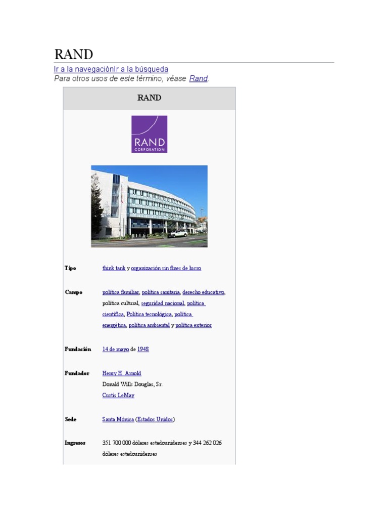 RAND | PDF | Rand Corporation | Science