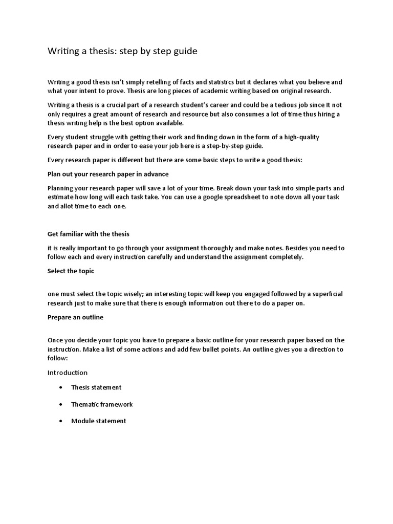 Step-by-Step Thesis Writing Guide | PDF | Thesis | Academic Publishing