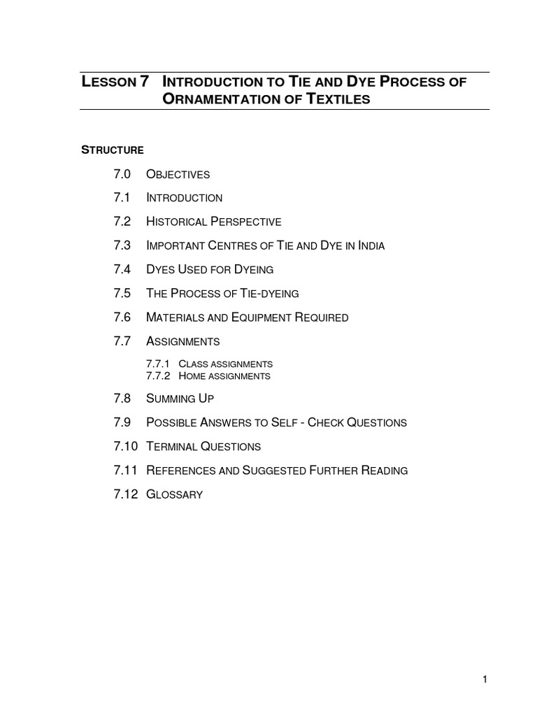 Unit-3 Lesson 7 | PDF | Dyeing | Textiles