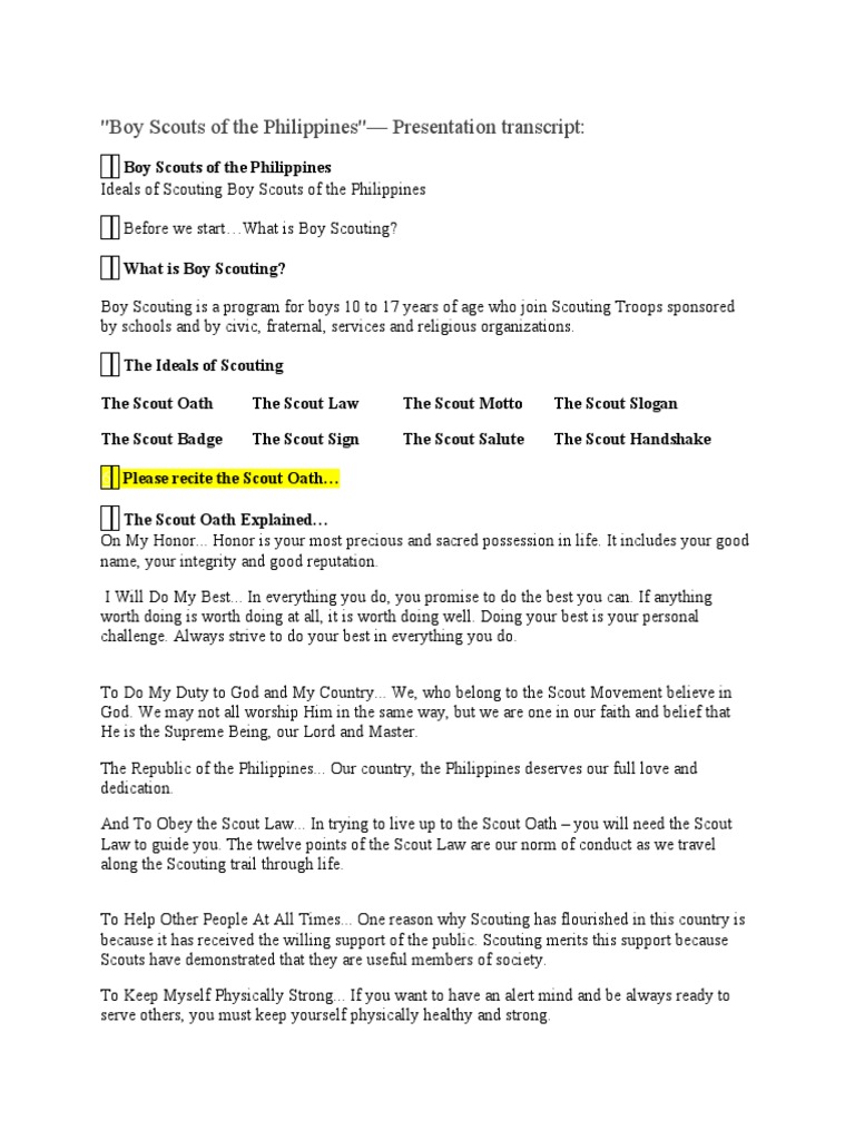 "Boy Scouts of The Philippines" - Presentation Transcript | PDF ...
