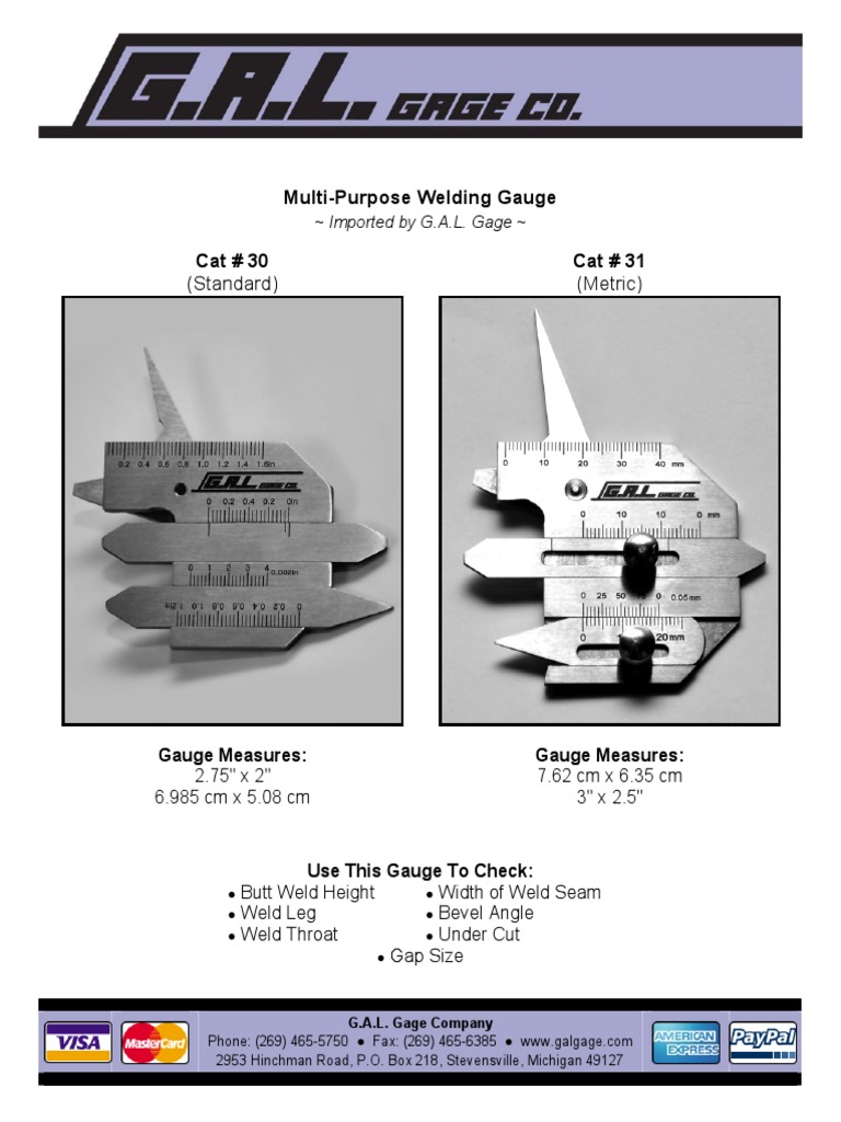 Welding Gauge Specifications | PDF