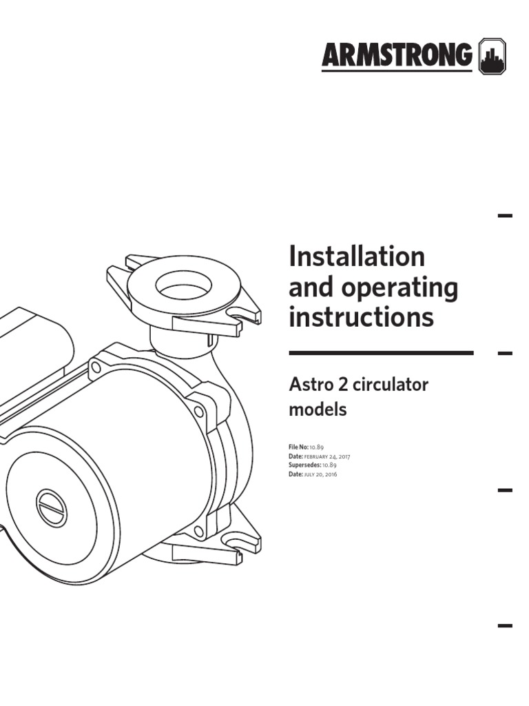 Installation and Operating Instructions: Astro 2 Circulator Models ...