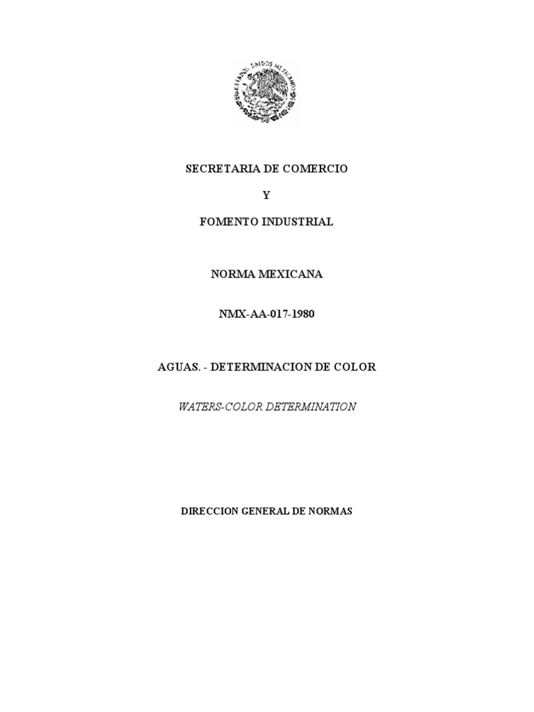 NMX Aa 017 1980 | PDF | Color | Filtración