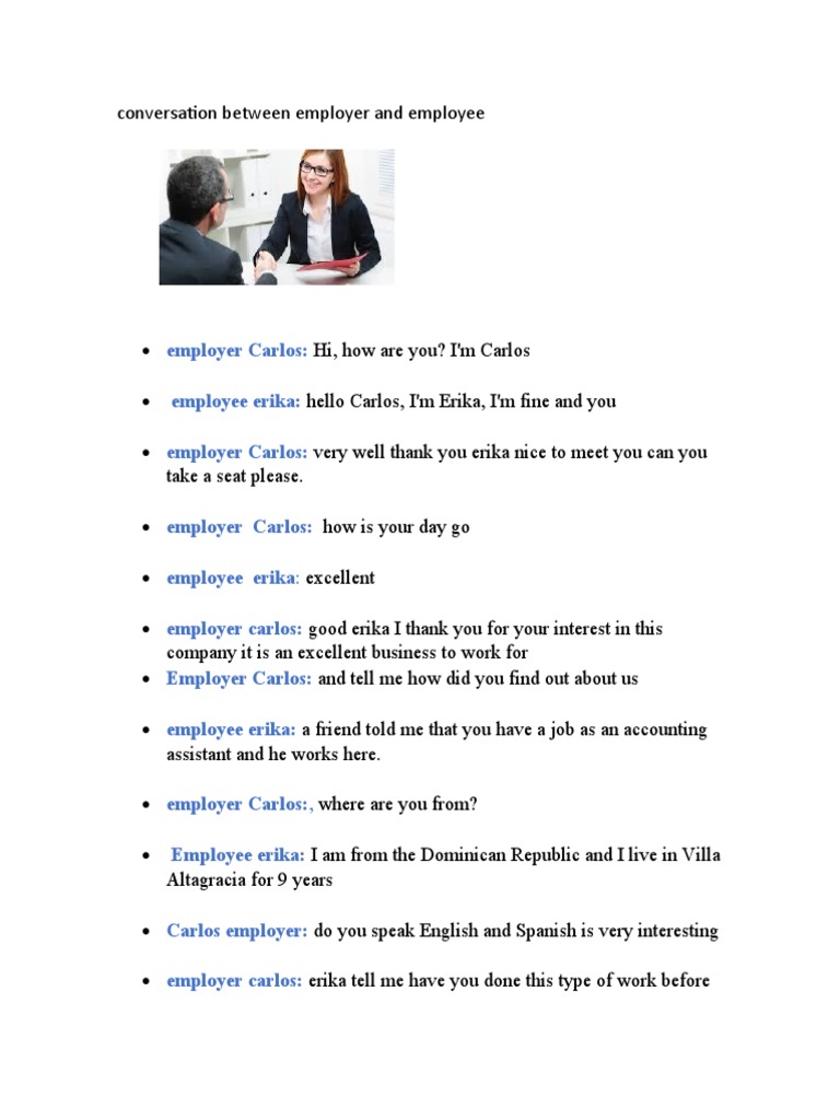 Conversation Betwen Employer and Employee | PDF