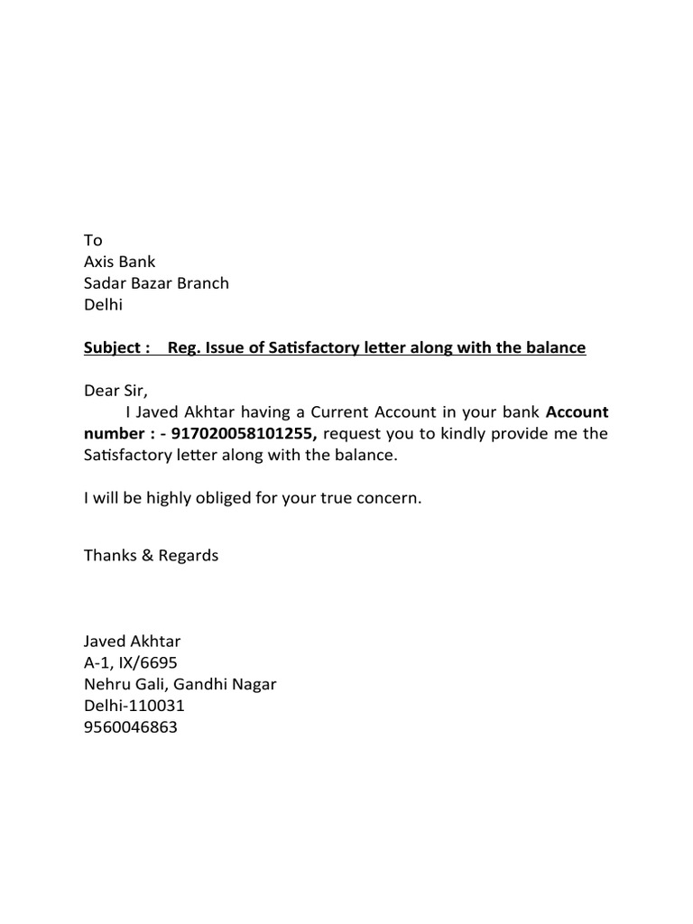 Satisfactory Letter | PDF