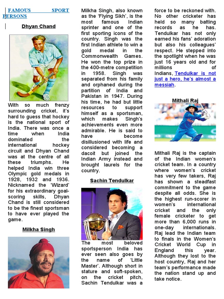 Profiles of Famous Indian Sporting Icons: Chronicling the Achievements ...