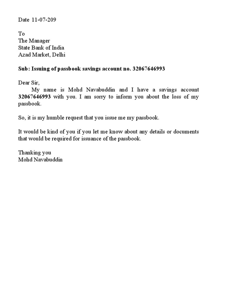 Lost of Bank Passbook | PDF
