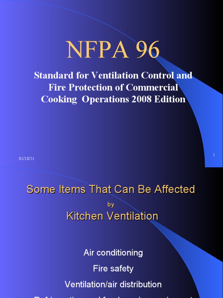 Nfpa 96: Standard For Ventilation Control and Fire Protection of ...