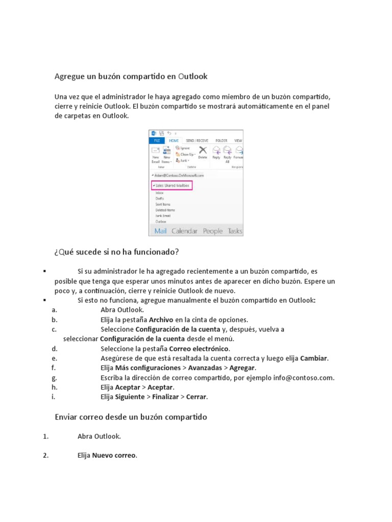 Como usar un buzón compartido en Outlook | PDF | Comunicación por medio ...