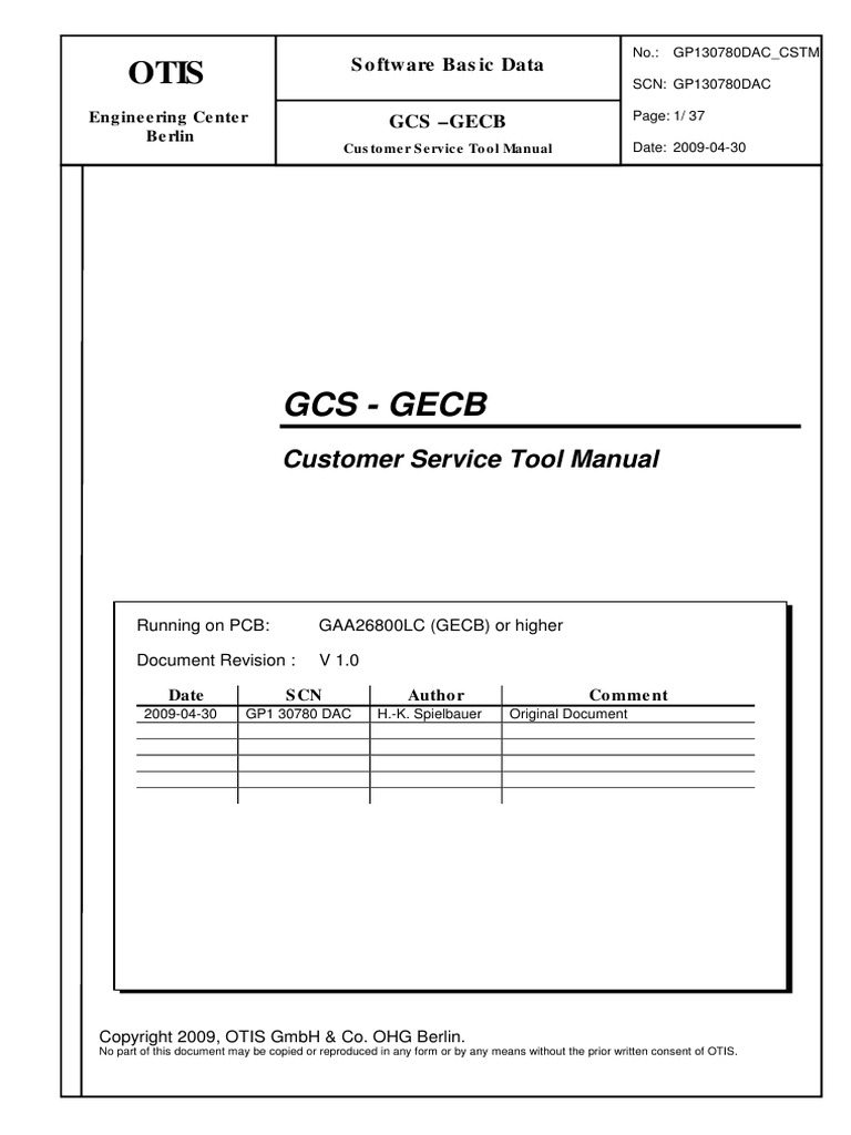OTIS-GECB Service Tool Manual | PDF