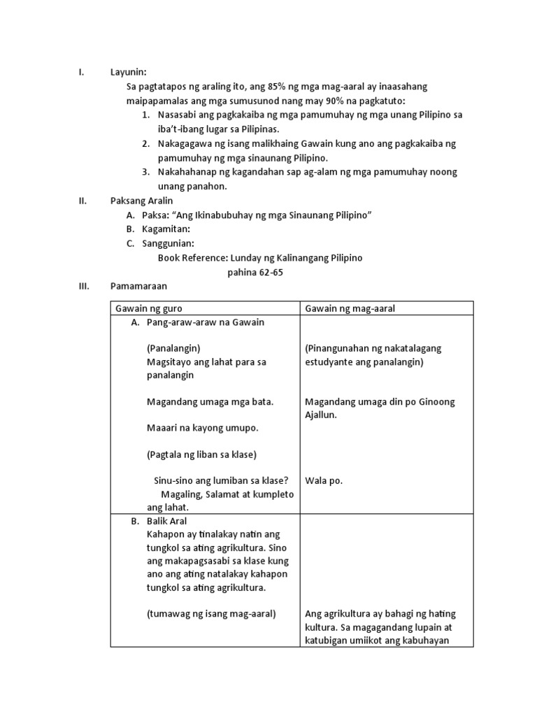 Araling Panlipunan Lesson Plan | PDF