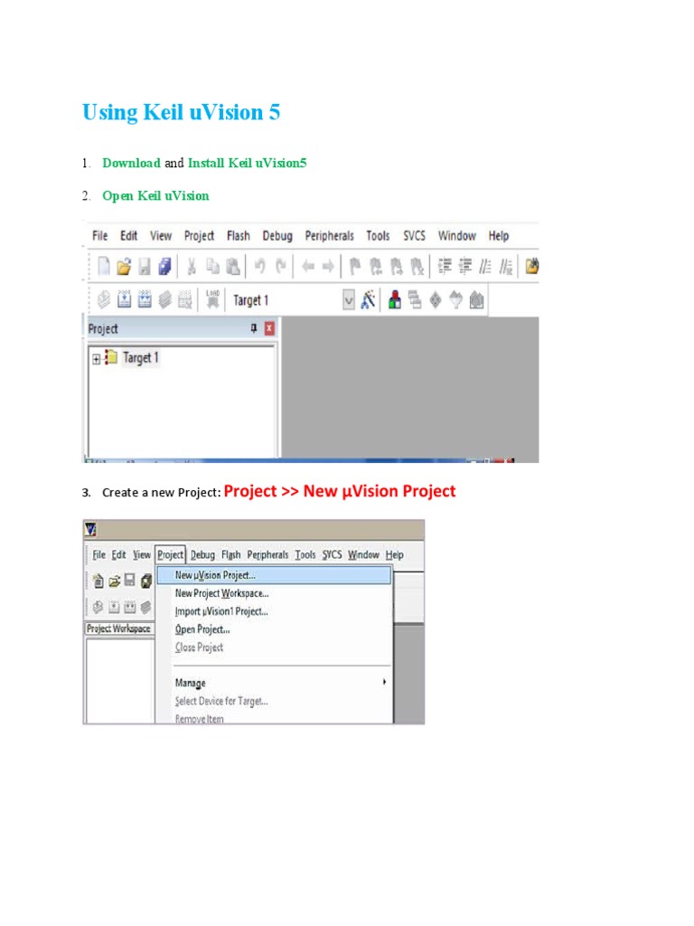Steps For WRITING PROGRAM in Keil For 8051 Microcontroller | PDF