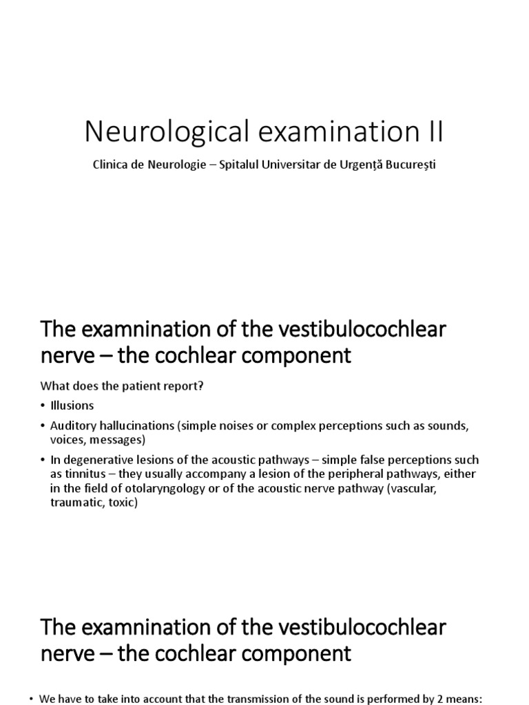 Neurologic Examination Part Ii Pdf Vertigo Anatomical Terms Of