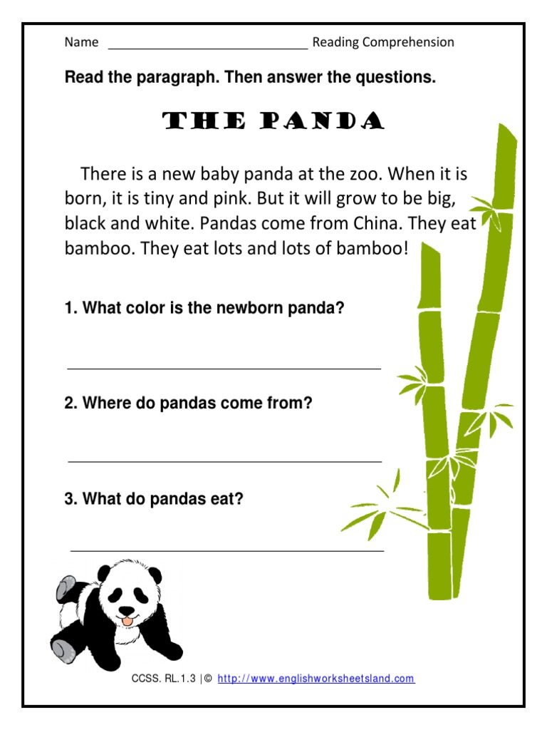 Baby Panda Reading Comprehension Quiz | PDF | Language Arts & Discipline