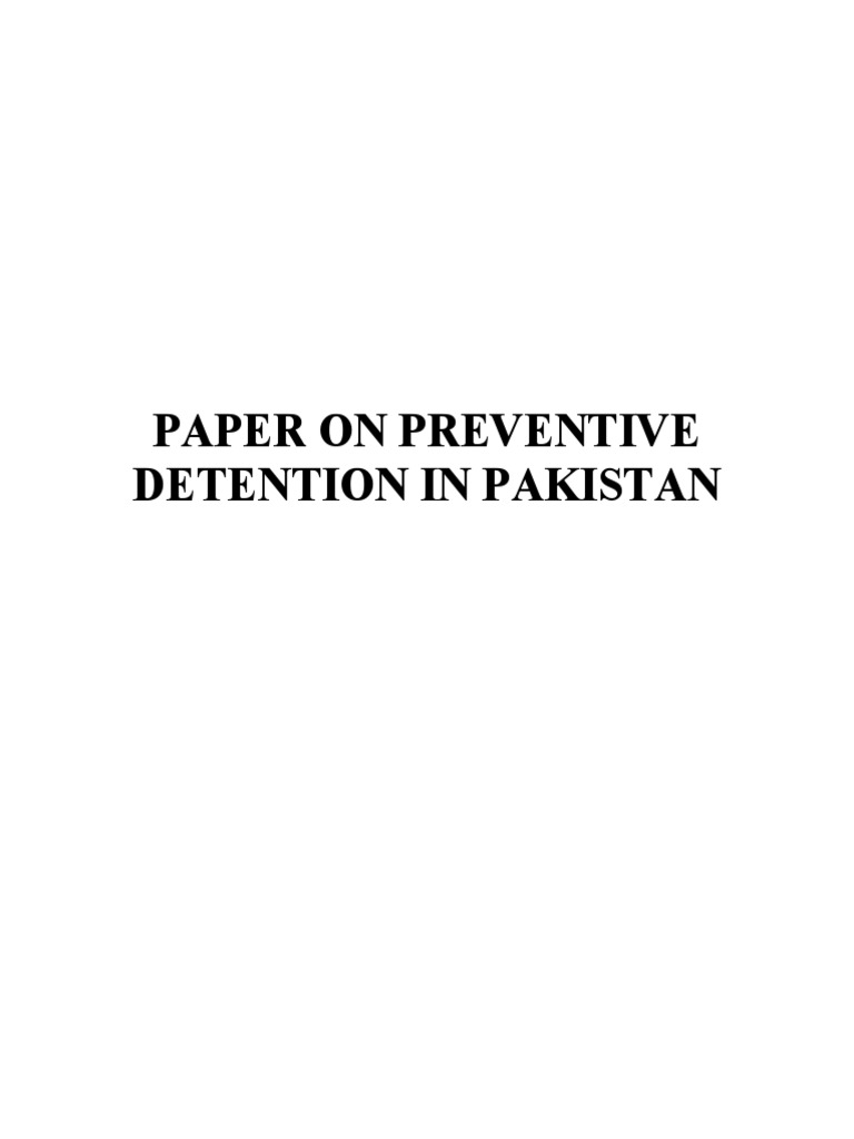 Preventive Detention Laws in Pakistan | PDF | Detention (Imprisonment ...