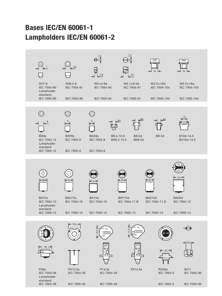 Bases IEC/EN 60061-1 Lampholders IEC/EN 60061-2 | PDF