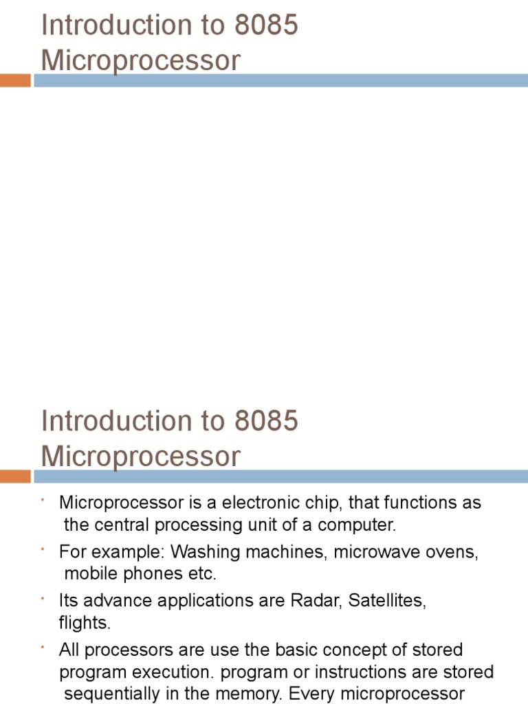 Overview of Intel 8085 Microprocessor | PDF | Central Processing Unit | Microprocessor