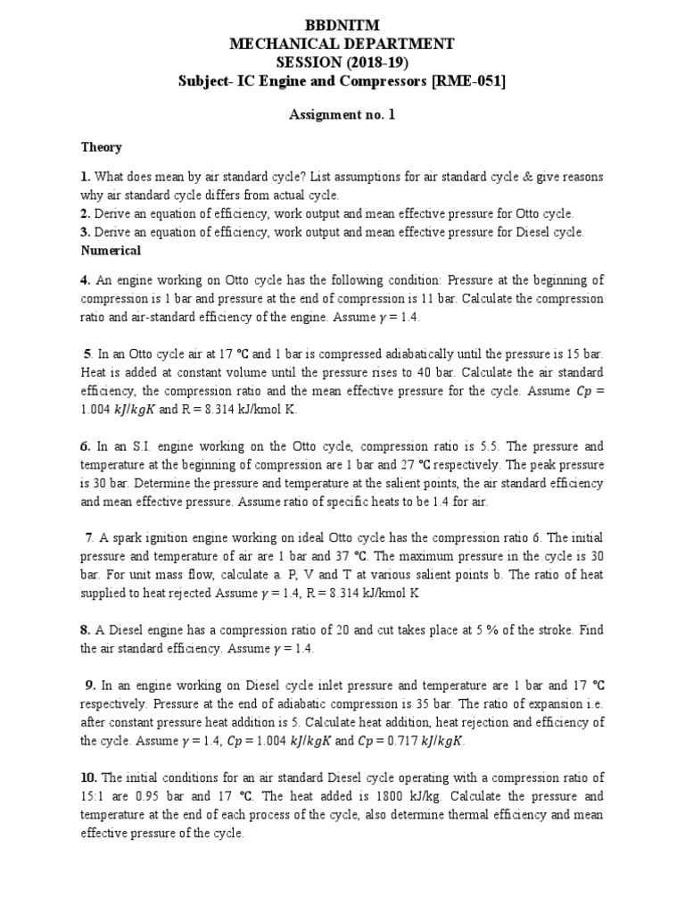 Ic Assignment 1 | PDF | Diesel Engine | Heat