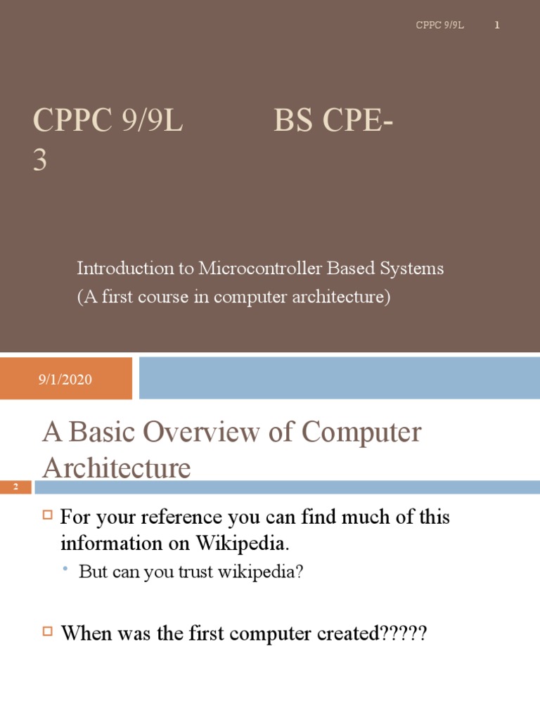 CPPC 9/9L Bs Cpe-3: Introduction To Microcontroller Based Systems (A ...