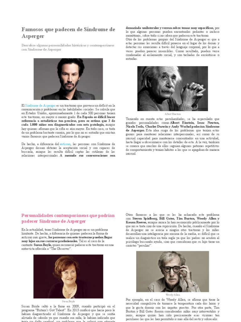 10 Famosos Con Asperger | PDF | Síndrome de Asperger | Espectro autista