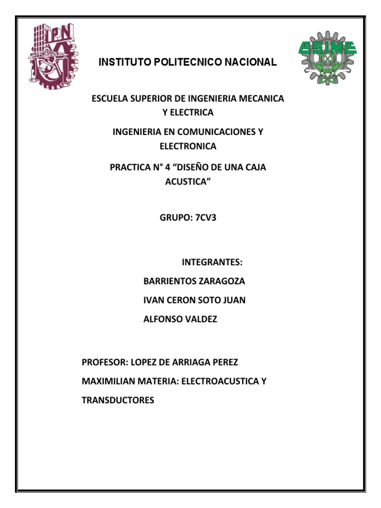 Practica 4 Caja Acustica | PDF | Altoparlante | Sonido
