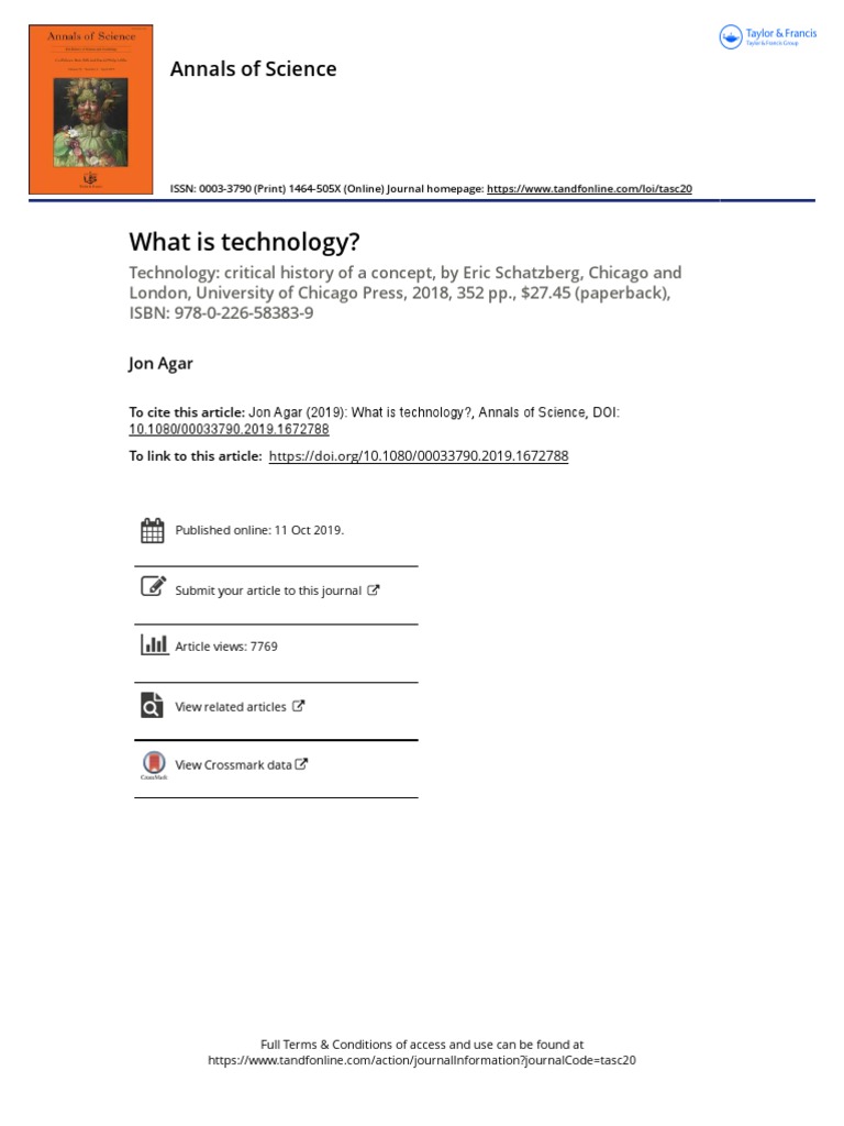 What Is Technology?: Annals of Science | PDF | Science | Philosophical ...
