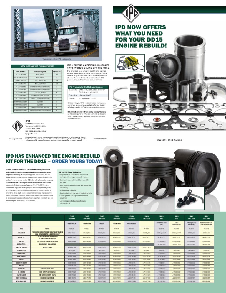 Ipd Now Offers What You Need For Your Dd15 Engine Rebuild! | PDF ...